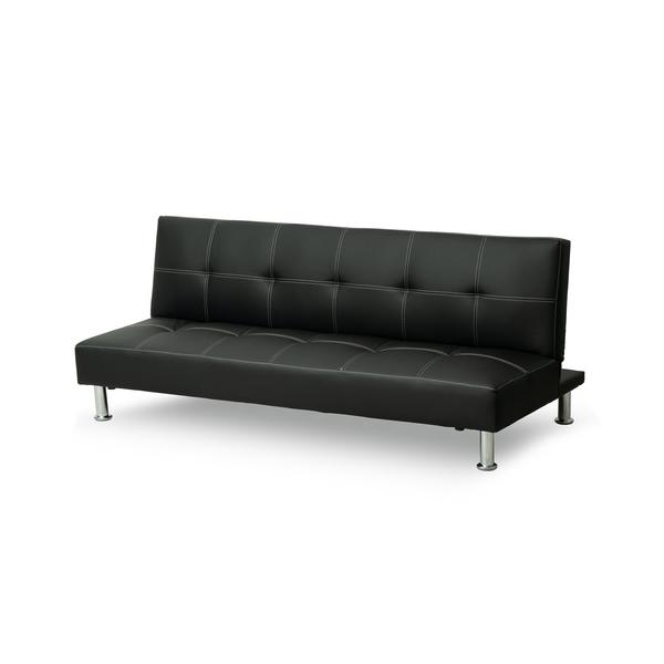 【期間限定大特価】サンコウ　コキア　F　お手入れしやすい生地　3段階リクライニング　ソファベッド　ブラック　PVC　幅180×奥行79×高さ78cm 448