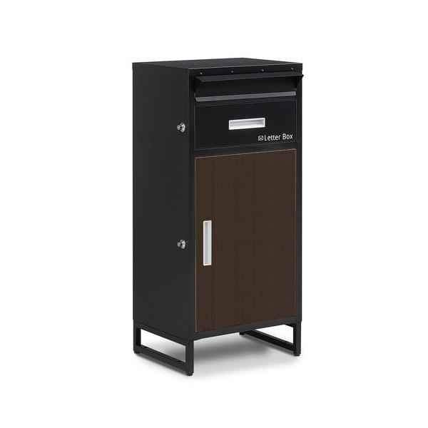 サンコウ　宅配ボックス　プッシュ式簡単に施錠　ヘレナ扉1段　BK／WAL　ポスト一体型　プッシュ式　印鑑ケース　幅45cm　ブラックウォール 448