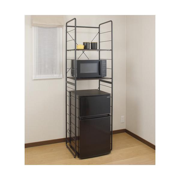 【新生活応援特価】ヤマダオリジナル　家電ラック　ストーン　幅57×奥行46.5×高さ190cm　高さ調節可能　ブラック＆ブラウン 448