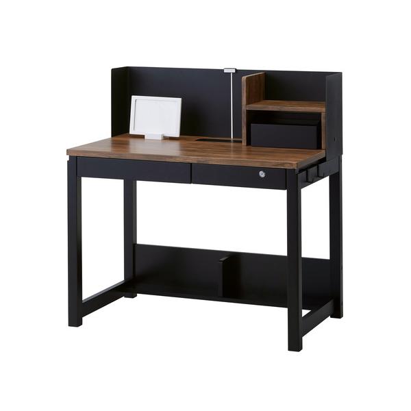 くろがね工作所　TheDESK　学習デスク　幅100.4cm　前面スチールパネル付　ブラウン／ブラック　KSD-26CD 448