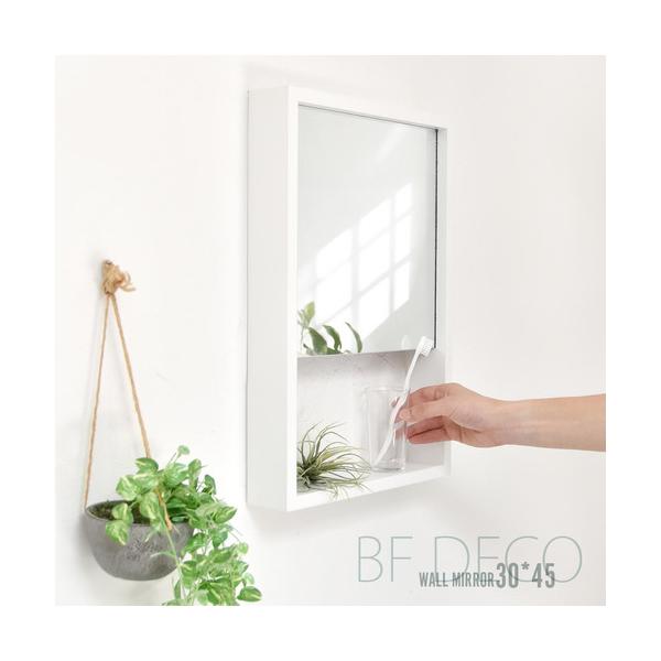B.Bファニシング　BF　DECO　Wall　Mirror　幅30×奥行6×高さ45cm　飛散防止加工　ホワイト　BFMI0251MOWHT 448
