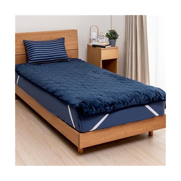 【在庫限り】冬物処分[シングル]ヤマダオリジナル　吸湿発熱加工フランネル敷パッド　SUPER　WARM　W100xD200cm　YSPウォームSP21S　ネイビー 449