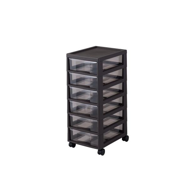 収納用品　アプロス　A4深6段　ダークブラウン　幅270×奥行345×高さ648ｍm 446