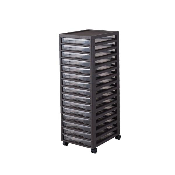 収納用品　アプロス　B4浅15段　ダークブラウン　幅323×奥行406×高さ924mm 446