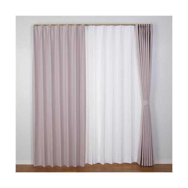 [100×200]ドレープ遮光カーテン　ココモ　ローズ2枚入 449