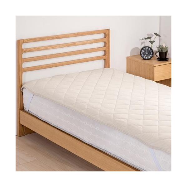 【在庫限り】夏物大処分[ダブル]　ひんやり冷たい接触冷感　敷パット　super　cool　ストライプ　ベージュ　ヤマダオリジナル 449