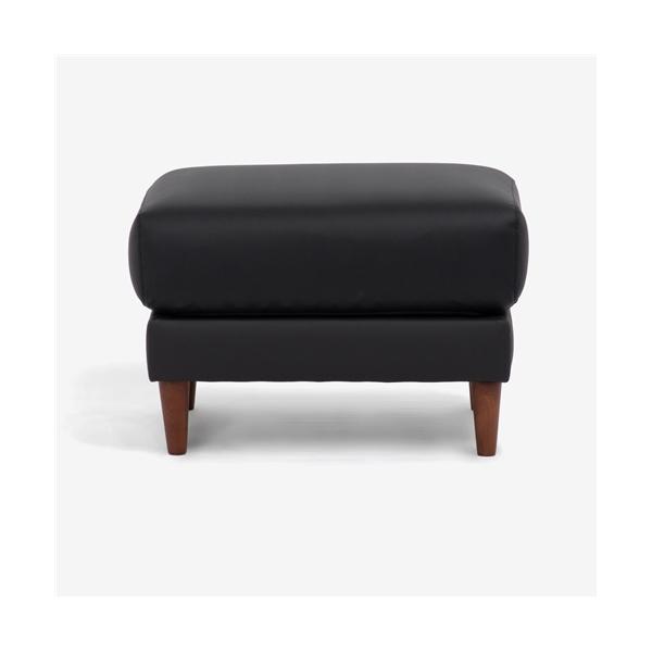 大塚家具　オットマン　「ベローナ2」　ソフトレザー　ブラック色　脚ダークブラウン色 448