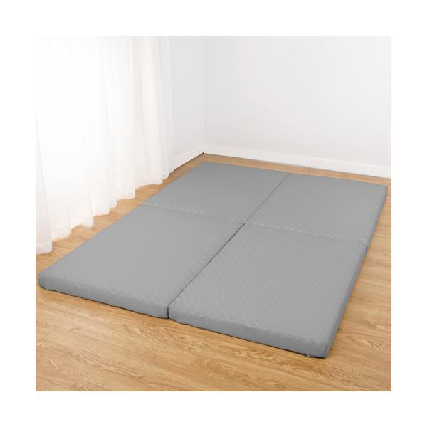 [ダブル]　　ヤマダデンキ　　硬質ボリュームマットレスYMT23　　グレー　　身体にフィットプロファイル加工　メッシュ　4つ折り 449