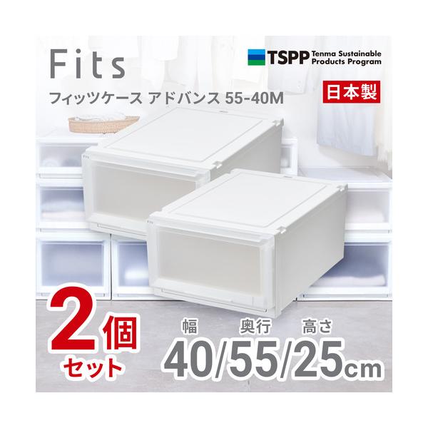 天馬　フィッツケース　アドバンス　5540M　2個組　高さ25cm　収納ケース　クローゼット　Wクリア 446