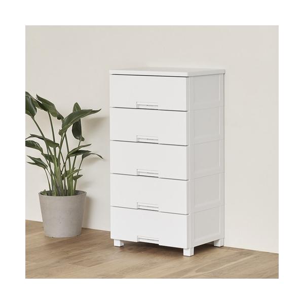 【期間限定大特価】天馬　Fits　フィッツチェスト　5505　幅55cm　5段　ロック付き　スムーズな引出し　収納　タンス　完成品　ホワイト 446