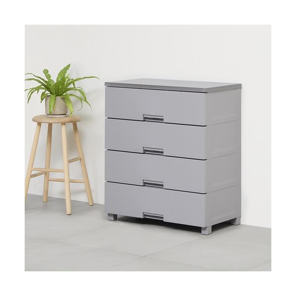 【期間限定大特価】天馬　Fits　フィッツチェスト　7504　幅75cm　4段　ロック付き　スムーズな引出し　収納　タンス　完成品　グレー 446