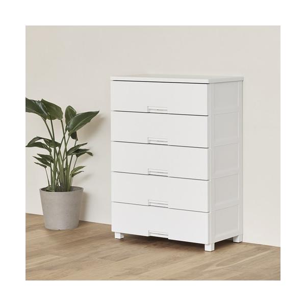 天馬　Fits　フィッツチェスト　7505　幅75cm　5段　ロック付き　スムーズな引出し　収納　タンス　完成品　ホワイト 446