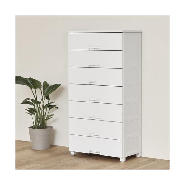 天馬　Fits　フィッツチェスト　7507　幅75cm　7段　ロック付き　スムーズな引出し　収納　タンス　ホワイト 446