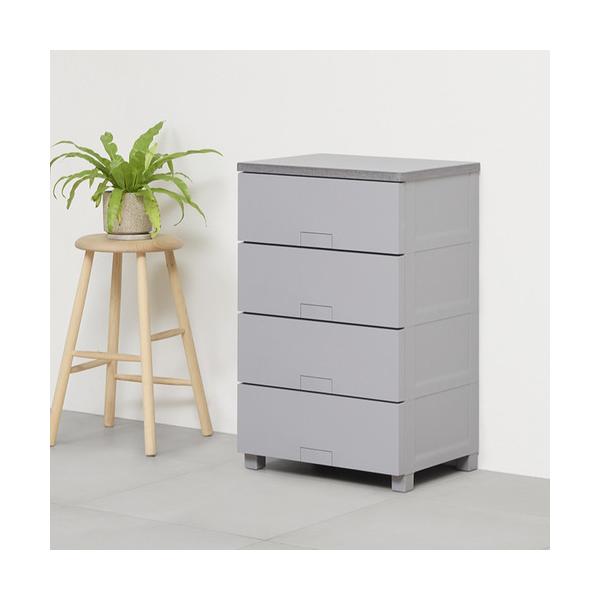 【期間限定大特価】天馬　Fits　フィッツチェスト　フルフラット　5504　幅55cm　4段　ロック付き　スムーズな引出し　収納　タンス　完成品　グレー 446