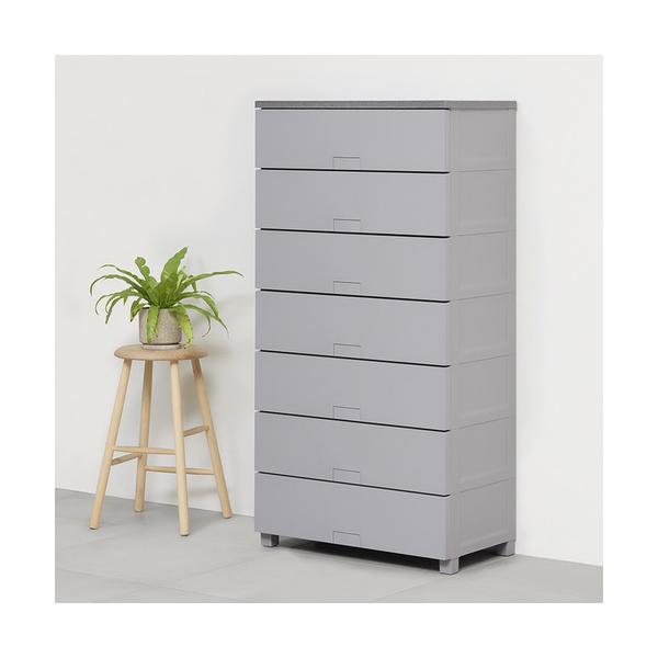 天馬　Fits　フィッツチェスト　フルフラット　7507　幅75cm　7段　ロック付き　スムーズな引出し　収納　タンス　グレー 446