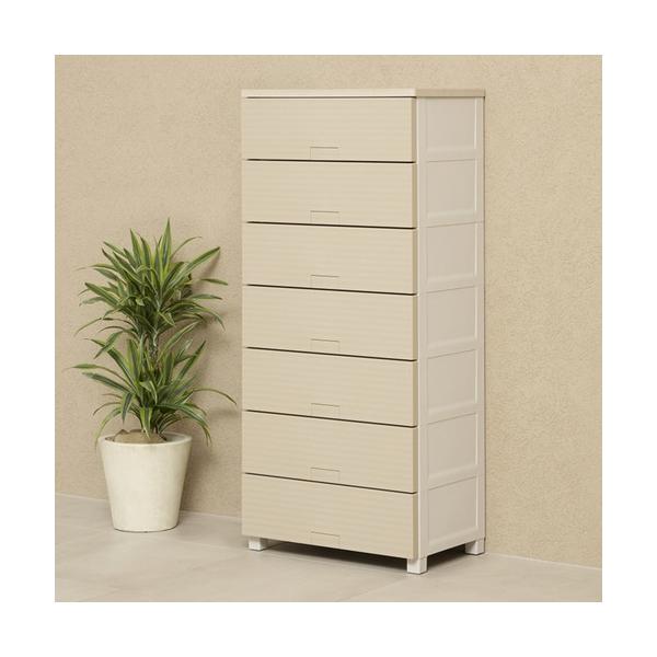 【期間限定大特価】天馬　Fits　フィッツチェスト　ウッド　6507　幅65cm　7段　ロック付き　スムーズな引出し　収納　タンス　ベージュ 446