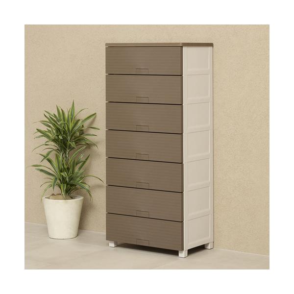 【期間限定大特価】天馬　Fits　フィッツチェスト　ウッド　6507　幅65cm　7段　ロック付き　スムーズな引出し　収納　タンス　ブラウン 446