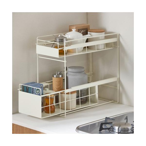 アイリスオーヤマ　シンク下引き出しラックスリム　幅20cm　2段タイプ　ホワイト　SSR-200 446