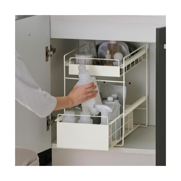 アイリスオーヤマ　シンク下引き出しラック　幅約27cm　2段タイプ　ホワイト　SSR-270 446