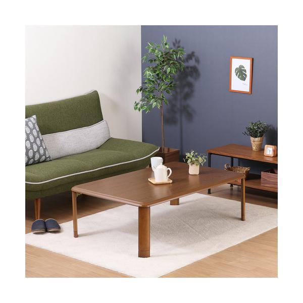 不二貿易　軽量継脚折り畳み座卓（テーブル）　FL12075MBR　ミディアムブラウン　幅120　×奥行75　×高さ33〜38cm 448