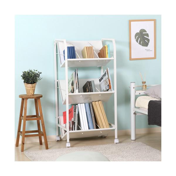 不二貿易　ファイルワゴン　3段　ホワイト　幅55×奥行40×高さ112cm　A4ファイル対応 448