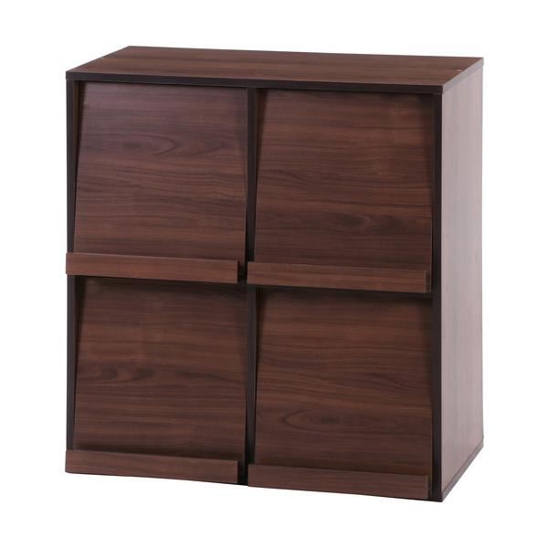 不二貿易　ディスプレイラック4マス　ミディアムブラウン　99281 448