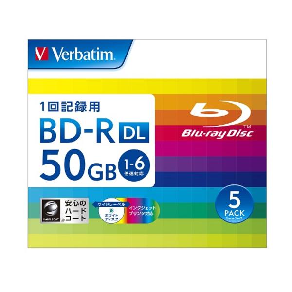 Verbatim　DBR50RP5V2　BDメディア　50GB　データ用　6倍速　BD-RDL　5枚パック　50GB　ホワイトインクジェットプリンタブル 120
