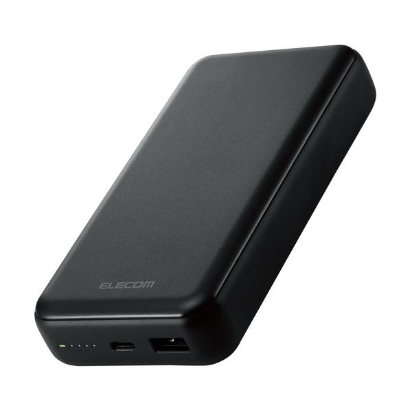 エレコム　DE-C34-20000BK　モバイルバッテリー　20000mAh　USB　Power　Delivery準拠　20W　USB-A出力1ポート　USB-C入出力1ポート　ブラック 500