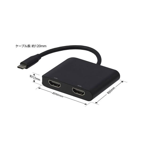 グリーンハウス　GH-TCHDC-BK　映像変換アダプタ　USB　Type-C　to　HDMI　x2　4K対応　Mac/Windows11対応　　ブラック 112