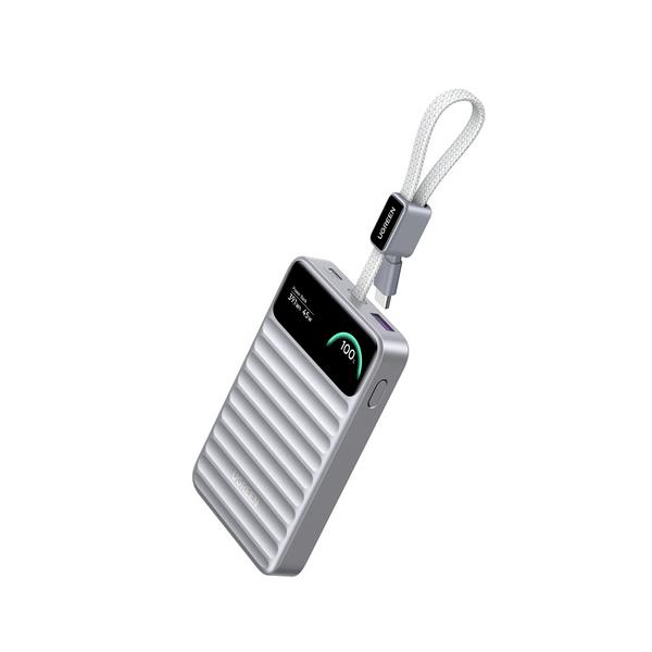 UGREEN　95035B　Nexode　Wavy　10000mAh　モバイルバッテリー　45W　ATLセル採用　USB　Type-Cポート　x　1、USB-A　x　ポート1　シルバー 500