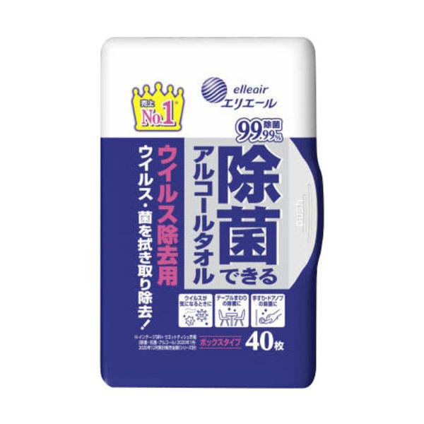 大王製紙　エリエール　除菌できるアルコールタオル　ウイルス除去用　ボックス　本体　40枚 861