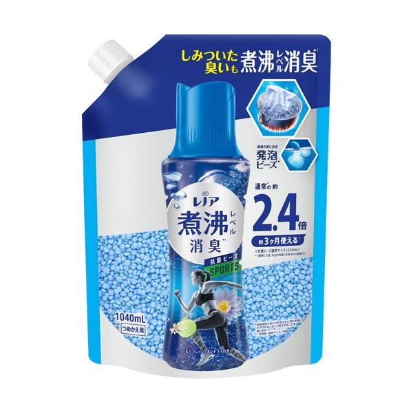 P&amp;Gジャパン　レノア煮沸レベル消臭抗菌ビーズ　スポーツ　クールリフレッシュ＆シトラスの香り　詰替　特大サイズ　1040ml 861