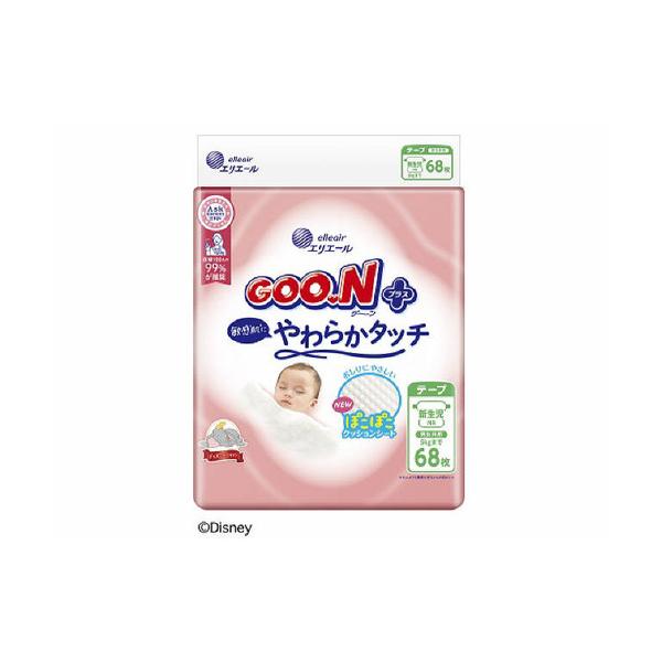 大王製紙　グーンプラス　敏感肌にやわらかタッチ　新生児　68枚　　X　4【セット販売】 861