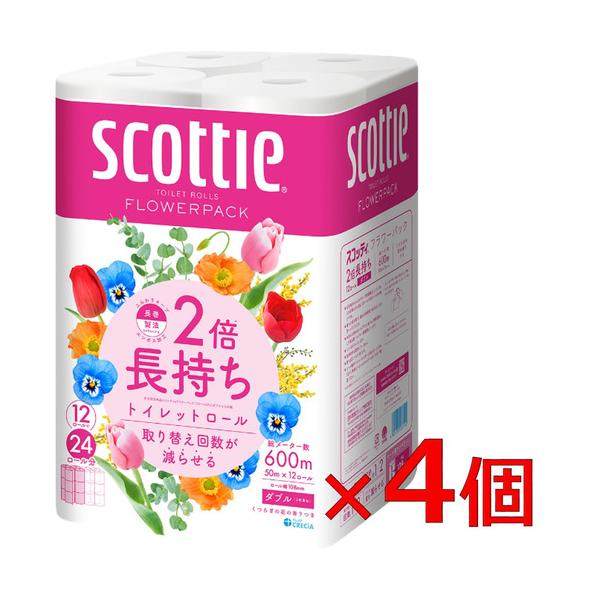 クレシア　【ケース販売】　スコッティ　フラワーパック　2倍長持ち　ダブル　12R×4パック 861