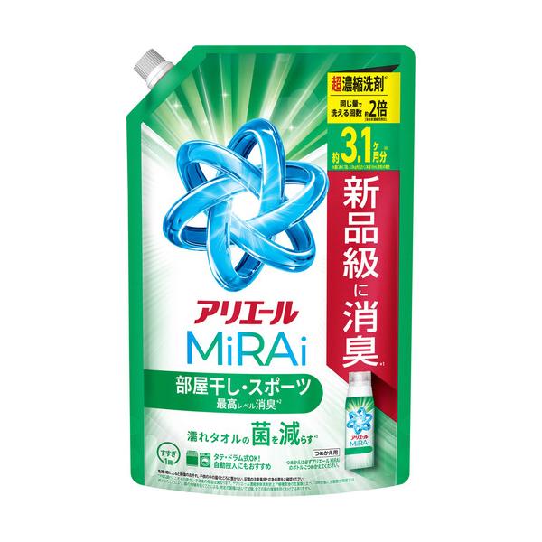 P&amp;G　アリエールミライ　超濃縮　部屋干し&amp;スポーツ　つめかえウルトラジャンボサイズ　980g 861