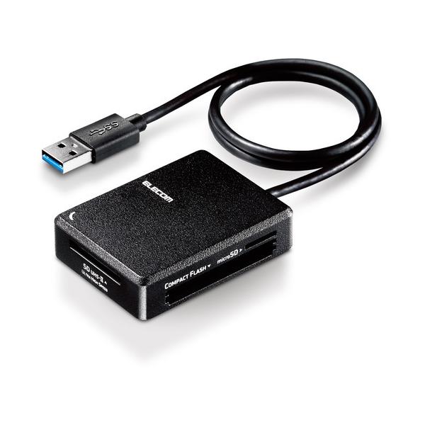 エレコム　MR3-C402BK　カードリーダー　USB3.0　超高速　【SD+microSD+MS+CF対応】　ケーブル50cm付　USB-A　ブラック 135