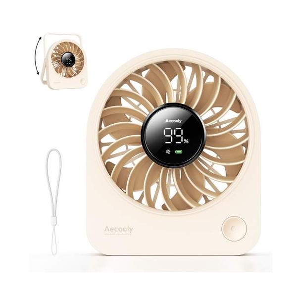 AECOOLY　TE01BE　Chic　03　Portable　Table　Fan　5段階風量切替　スマートデジタル表示　ベージュ 33