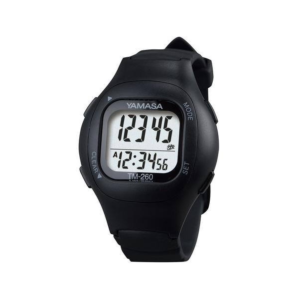 山佐時計　TM-260B　ウォッチ万歩計　腕時計型　腕の振りで歩数をカウント　3D加速度センサー搭載　ブラック 46