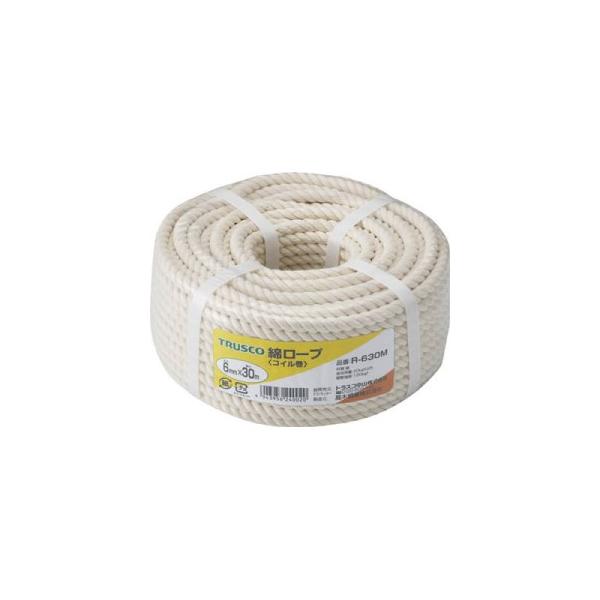 TRUSCO 綿ロープ 3つ打 線径6mmX長さ30m R-630M    867
