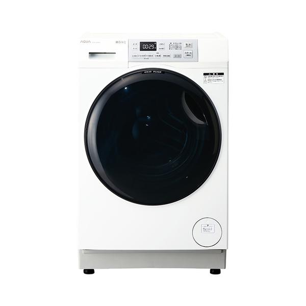 AQUA　ドラム式洗濯機　左開き　洗濯8.0kg　乾燥4.0kg　幅幅59.5cm　お湯洗い　まっ直ぐドラム　AQW-SD8A-L(W)　ホワイト系　ヒートポンプ 40