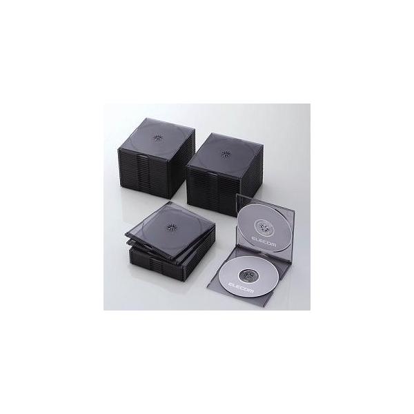 エレコム　CCD-JSCSW50CBK　Blu-ray／DVD／CDケース(スリム／PS／2枚収納／50パック)　クリアブラック 131