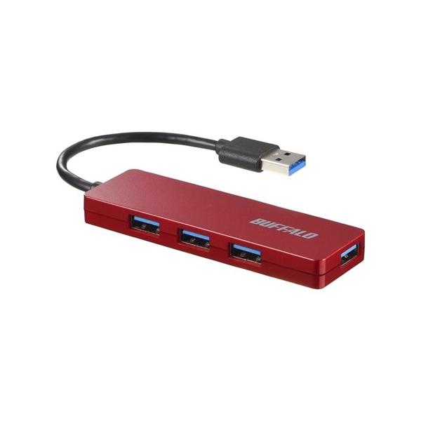 バッファロー　BSH4U120U3RD　USBハブ　レッド 131