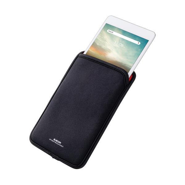 エレコム　TB-08SNCBK　タブレットケース　カバー　汎用　7〜8.3インチ　起毛素材　スリップインケース　耐衝撃　ペンホルダー　小学生　ブラック 131