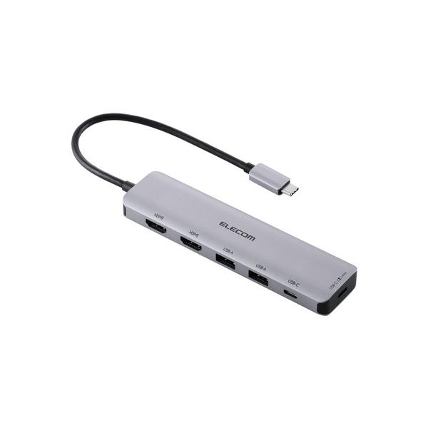 エレコム　DST-M060BPSV　USB-C　ドッキングステーション　85W　PD充電　4K　HDMI×2　最大3画面　Mac　Windows等対応　シルバー 126