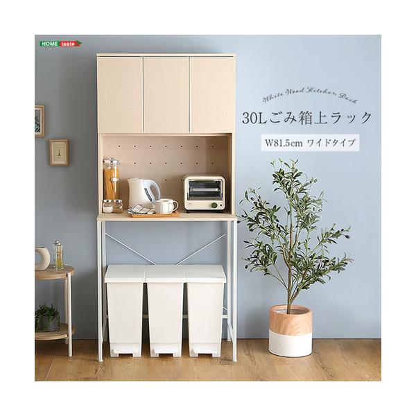 ホームテイスト　FSK-T30L3--WHW　さわやかな30Lごみ箱上ラック　ワイドタイプ　ホワイトウォッシュ 448