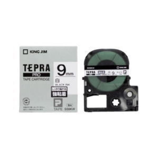 キングジム　SS-9KW　テプラPRO　テープカートリッジ　白テープ　黒文字　9mm 500