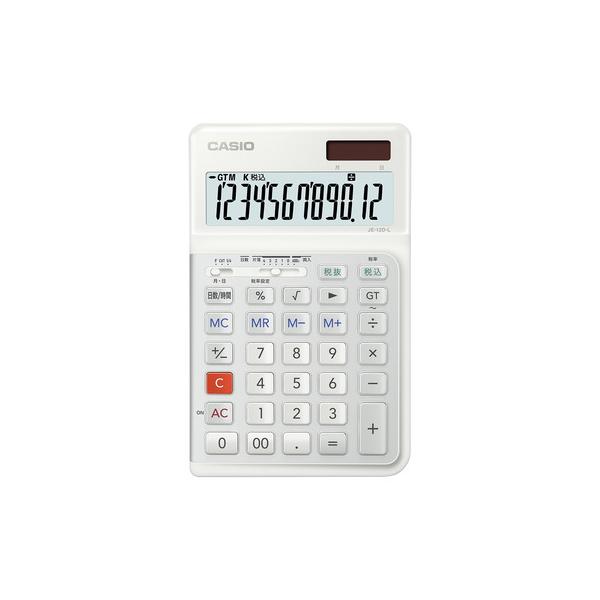 カシオ　JE-12D-L-WE　人間工学電卓　ジャストタイプ　12桁　ホワイト　JE12DLWE 52