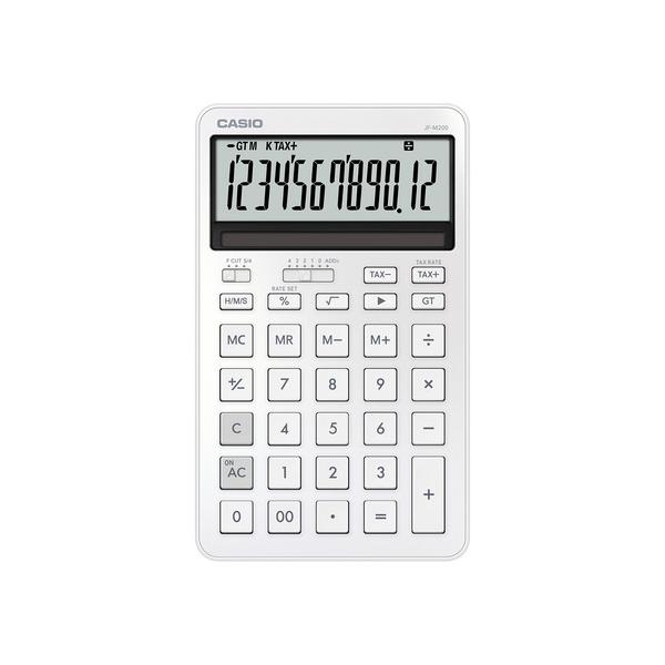 カシオ計算機　JF-M200-WE-N　デザイン電卓　ジャスト型スタイリッシュ　12桁表示　税計算機能あり　ホワイト 52