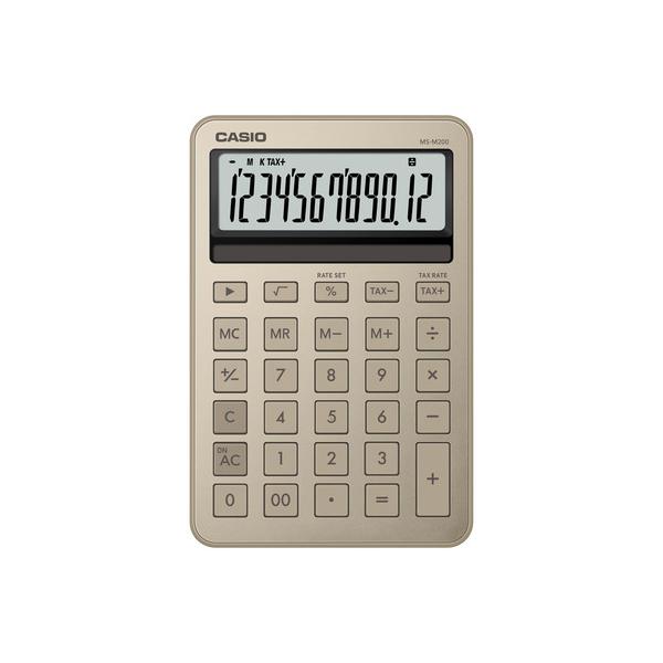 カシオ計算機　MS-M200-GD-N　デザイン電卓　ミニジャスト型スタイリッシュ　12桁表示　税計算機能あり　ゴールド 52