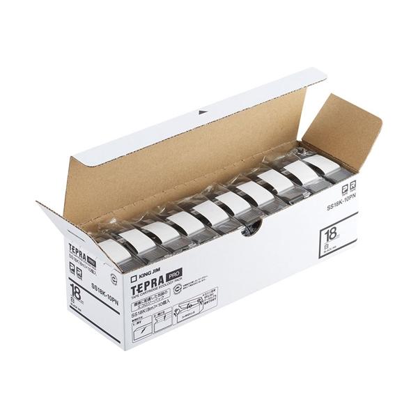 キングジム　SS18K-10PN　テプラPROテープ　エコパック　白　黒文字　18mm幅　8m　10個入 500